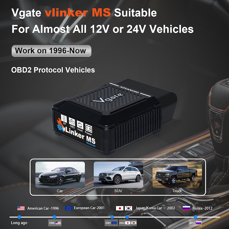 Vgate vLinker MultiECUScan MS Bluetooth Interface for iOS and Windows