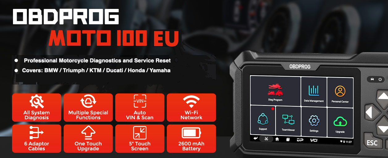 OBDProg Moto 100 EU European version coverage list