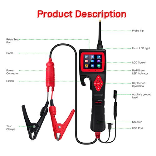 TopDiag P200 Power Circuit Probe Tester Kit, 9-30V Automotive Electric ...